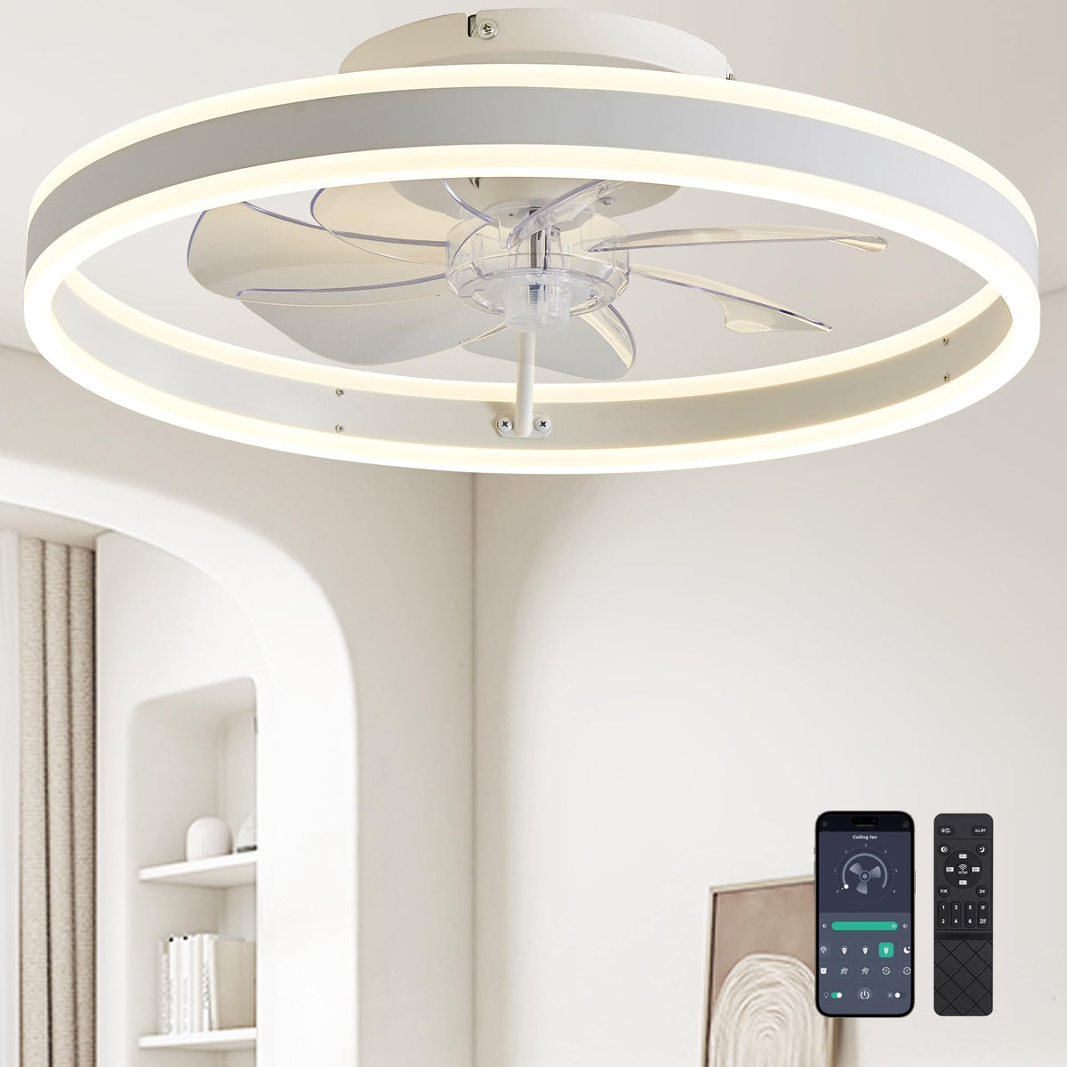 Ceiling Fans with Lights and Remote Fandelier 20'' - Low Profile Moder ...